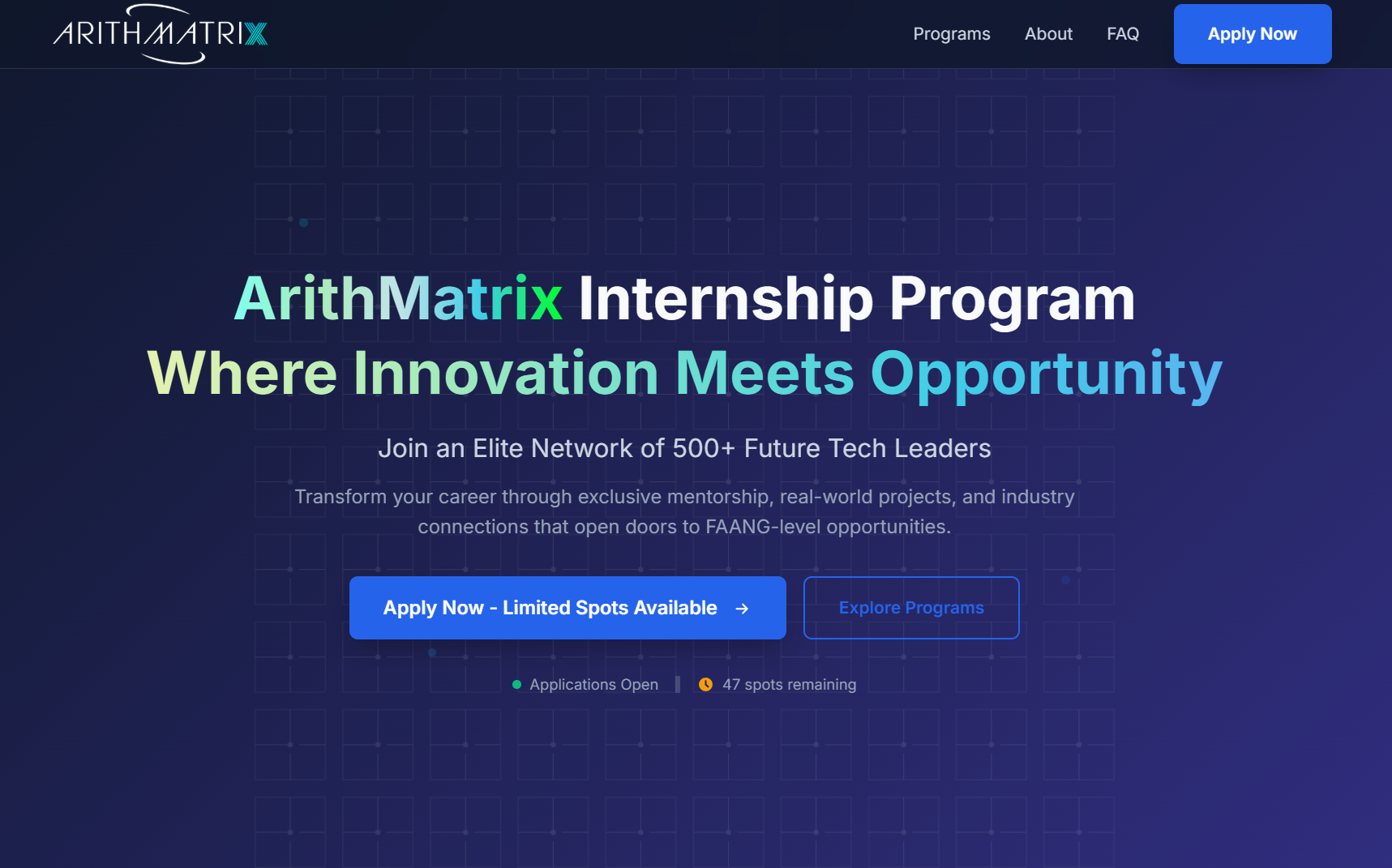ArithMatrix Internship Program - Where Innovation Meets Opportunity